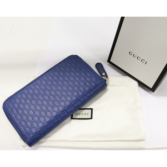 Gucci | Bags | Gucci Blue Calf Micro Shima Long Wallet | Poshmark